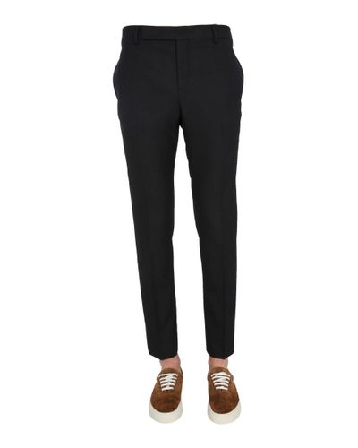 Saint Laurent Wool Regular Fit Trousers in Black for Men - Lyst