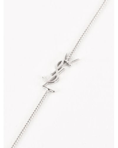 Saint Laurent Silver Ysl Charm Bracelet in Metallic - Lyst