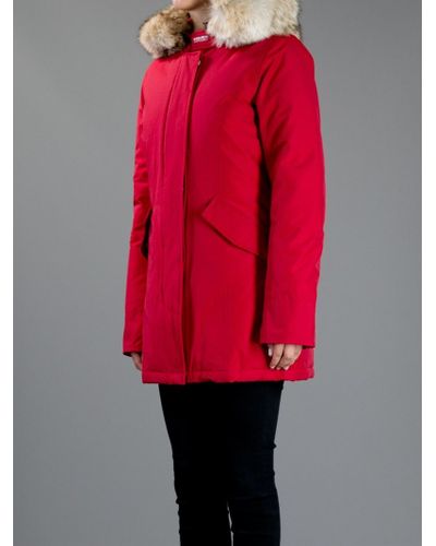 Woolrich Parka Coat in Red - Lyst Woolrich Parka Coat in Red - Lyst