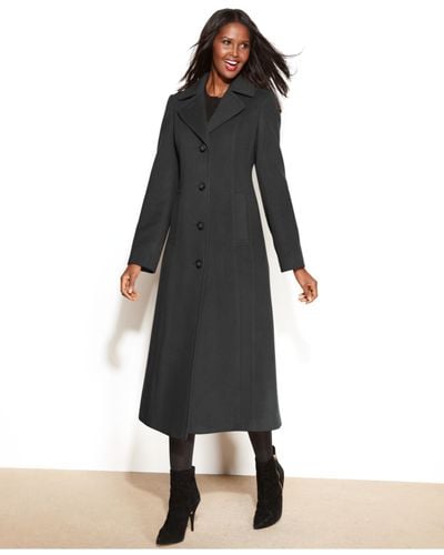 Anne Klein Wool Cashmere Blend Maxi Walker Coat In Charcoal Gray Lyst
