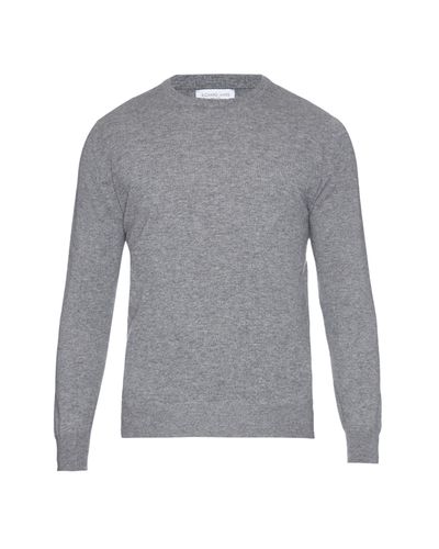 Richard James Crew-neck Fine Cashmere-knit Sweater in Gray for Men - Lyst