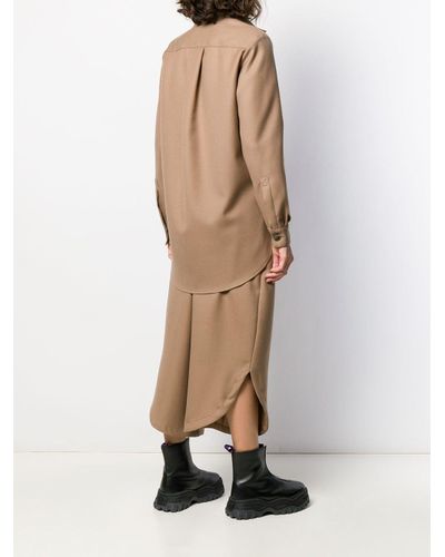 Societe Anonyme Wool Long-sleeved Elongated-back Shirt in Natural - Lyst