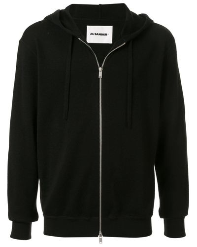 Jil Sander Cashmere Knitted Zipped Hoodie in Black for Men - Lyst
