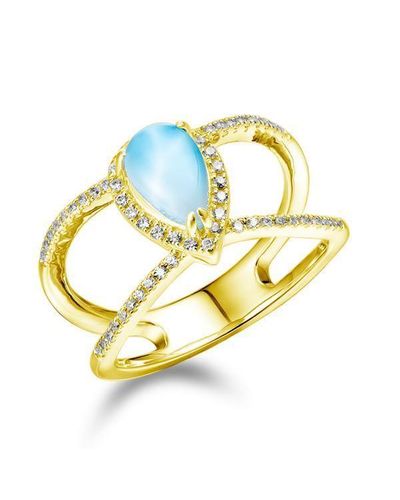 Island by Koa Nani 14k Larimar Teardrop Split Band Ring With Diamonds ...
