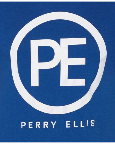Perry Ellis Cotton Logo Graphic T-shirt in Blue for Men - Lyst