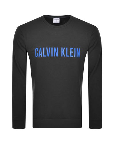 Calvin Klein Cotton Logo Crew Neck Sweatshirt In Grey Gray For Men Lyst