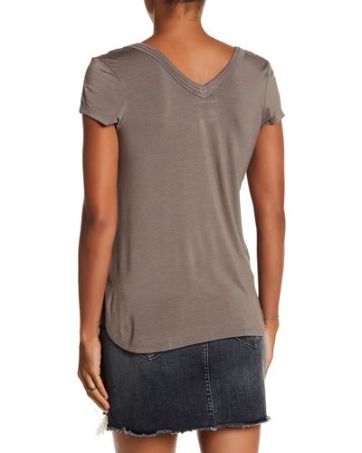 Heather by Bordeaux Synthetic Solid Double V-neck T-shirt - Lyst