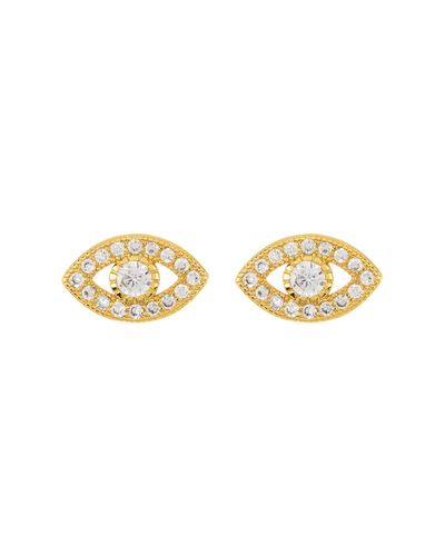 Adornia 14k Gold Vermeil Swarovski Crystal Halo Stud Earrings 2024 www.alhudapk