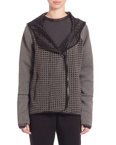 Elie Tahari Synthetic Mesh Hooded Sweatshirt in Charcoal Melange (Gray ...