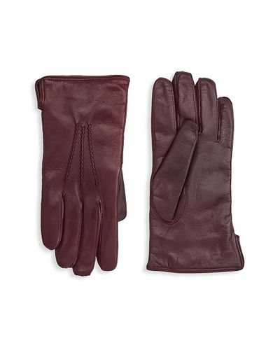 Saks Fifth Avenue Collection Touch Leather Gloves in Purple for Men - Lyst