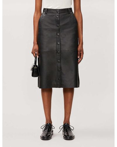 REMAIN Birger Christensen Bellis High-waist Leather Skirt in Black - Lyst