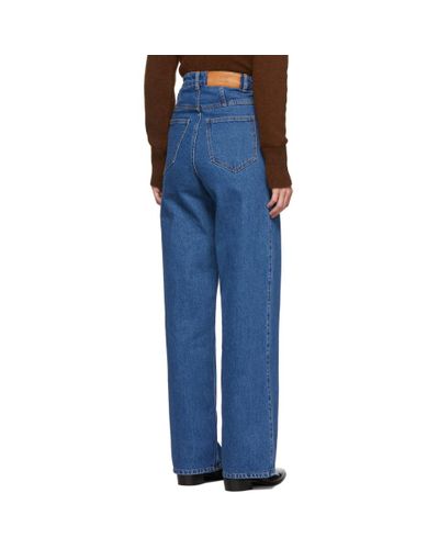 AMI Denim Blue Oversized Wide-leg Jeans - Lyst