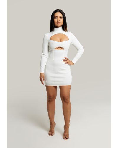 White Long Sleeve Cut Out Dresses for Women - Up to 69% off | Lyst
