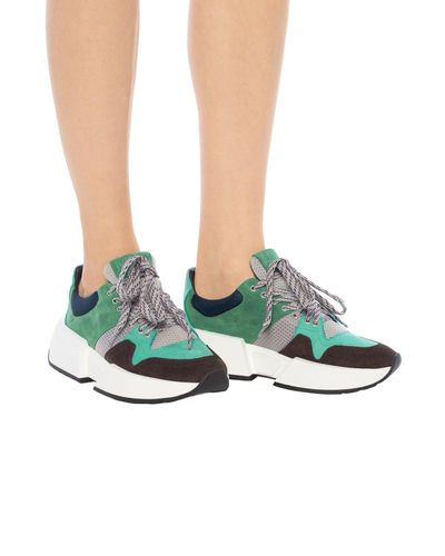 MM6 by Maison Martin Margiela Branded Suede Sneakers in Green - Lyst