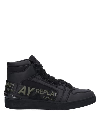 Replay Leather Trainers in Black for Men - Lyst