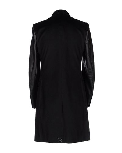 John Richmond Leather Overcoat in Black for Men - Lyst