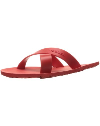 Red DIESEL Sandals and Slides for Men | Lyst