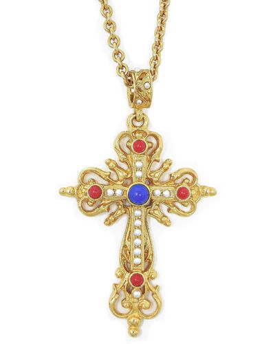 24K Gold Cross Necklaces for Women | Lyst