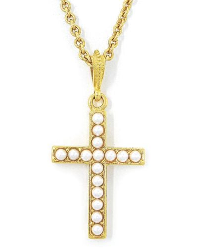 24K Gold Cross Necklaces for Women | Lyst
