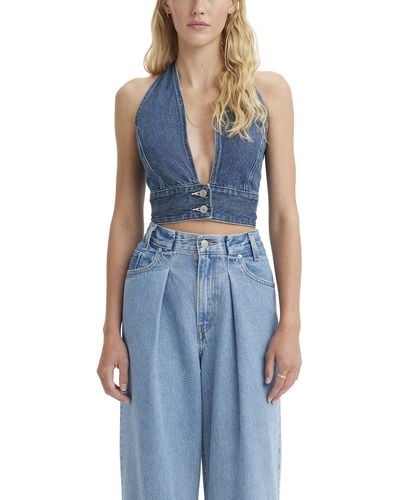 Denim Halter Tops for Women - Up to 74% off | Lyst