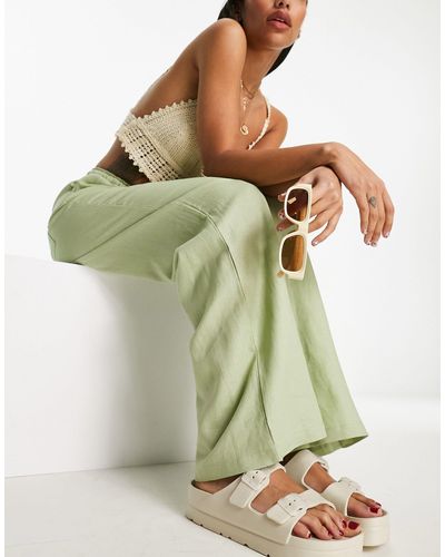 Green Bershka Pants Slacks And Chinos For Women Lyst