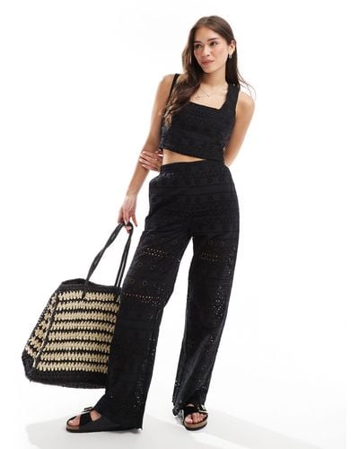 Black ASOS Pants for Women | Lyst