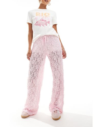 Pink ASOS Pants for Women | Lyst