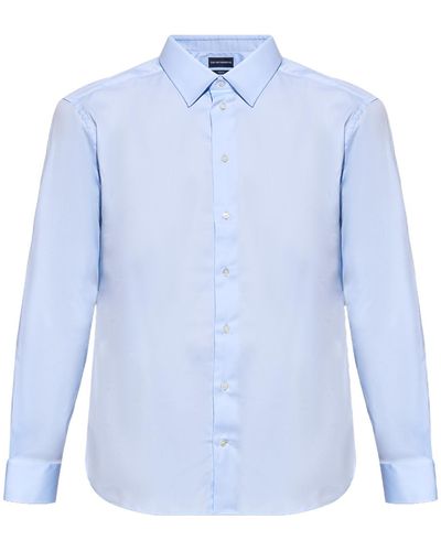 Blue Emporio Armani Shirts for Men | Lyst