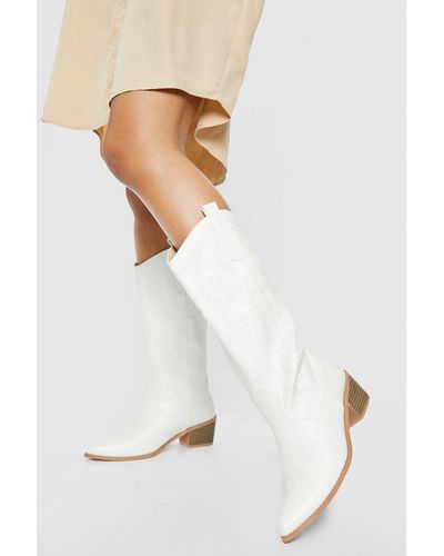 White Boohoo Boots for Women | Lyst