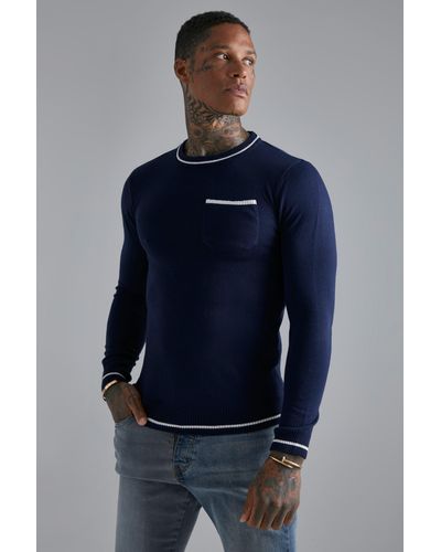 Blue Crew neck sweaters for Men | Lyst