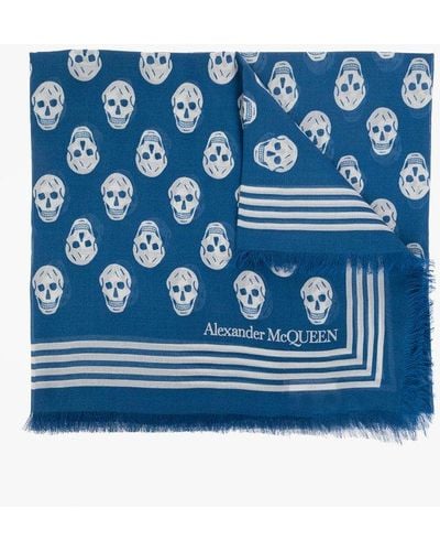 Blue Alexander McQueen Scarves and mufflers for Men | Lyst