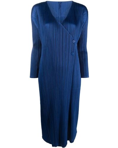 Blue Pleats Please Issey Miyake Coats for Women | Lyst