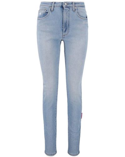 Blue and White Jeans for Women | Lyst