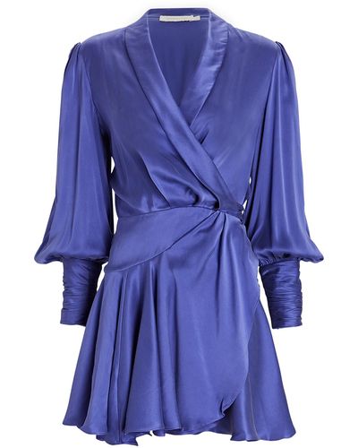 Purple Satin Wrap Dresses For Women Up To 71 Off Lyst