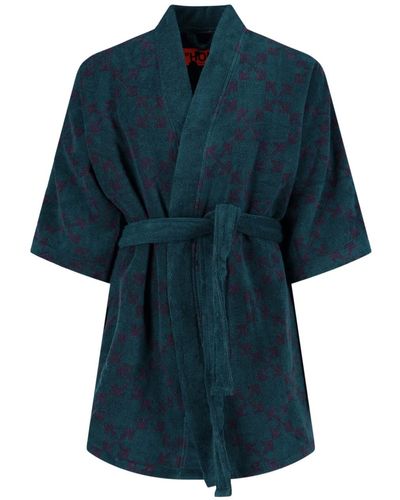 Blue and White Robes, robe dresses and bathrobes for Women | Lyst