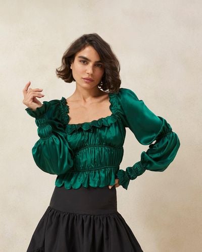 Emerald Green Tops for Women | Lyst