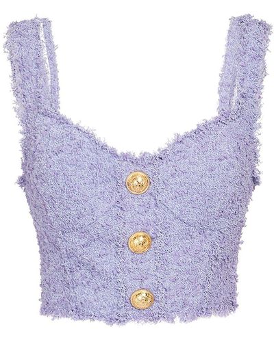 Balmain Tweed Crop Tops for Women - Up to 75% off | Lyst