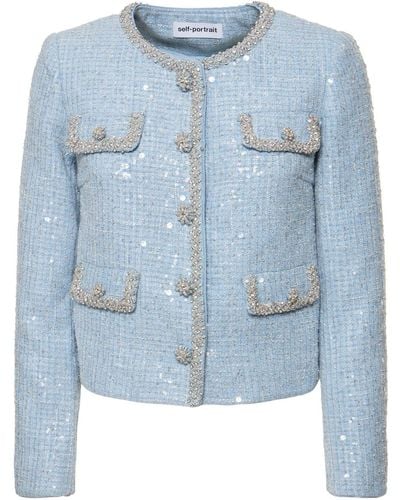 Blue Self-Portrait Jackets for Women | Lyst