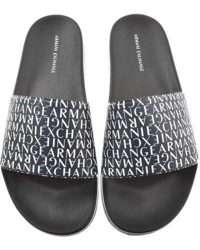 Black Armani Exchange Sandals, slides and flip flops for Men | Lyst