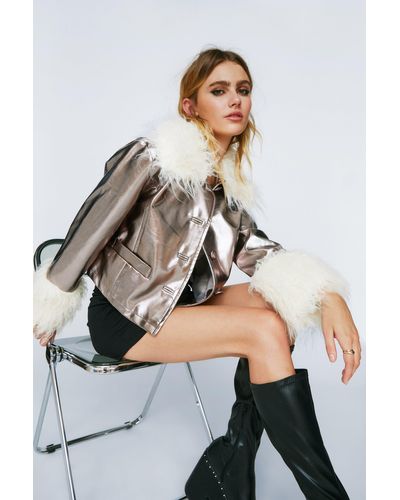 Faux Fur Leather Jackets for Women - Up to 89% off | Lyst