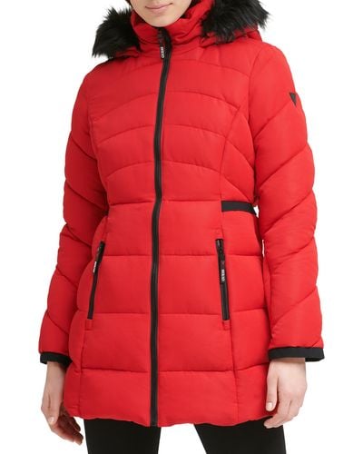Red Guess Coats for Women | Lyst