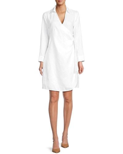 White Linen Wrap Dresses for Women - Up to 73% off | Lyst