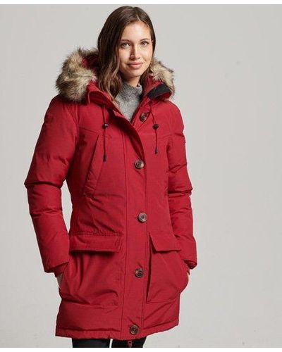 Red Superdry Coats for Women | Lyst