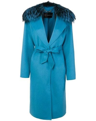 Blue Versace Coats for Women | Lyst