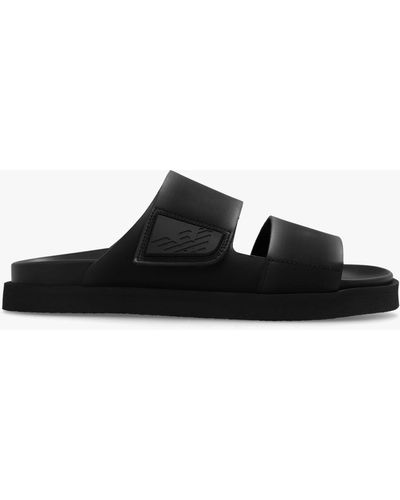 Black Emporio Armani Sandals, slides and flip flops for Men | Lyst
