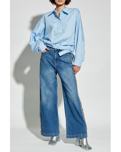 Light Blue Blouses for Women | Lyst