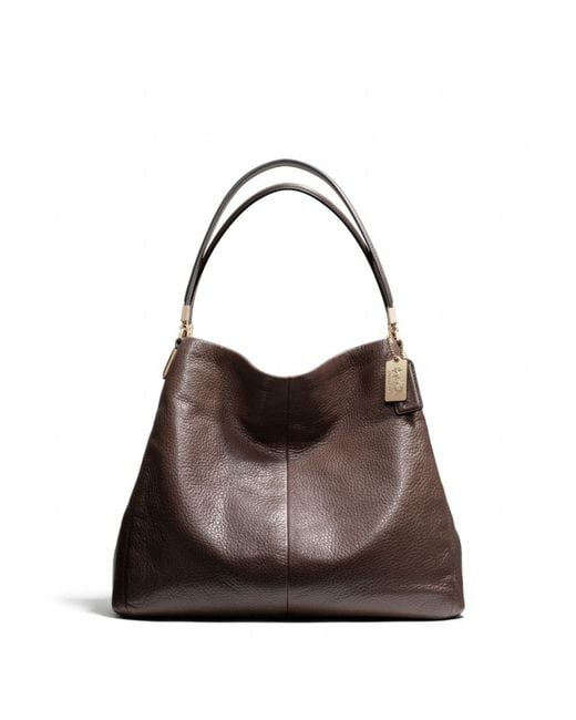 COACH Madison Small Phoebe Shoulder Bag in Leather in Brown | Lyst