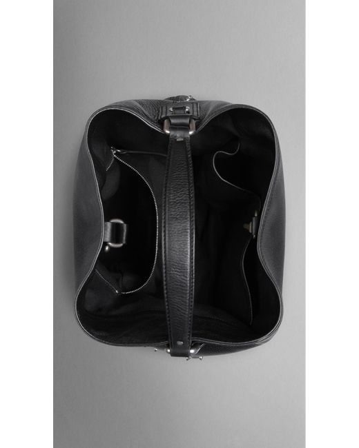Burberry Medium Studded Leather Hobo Bag in Black Lyst