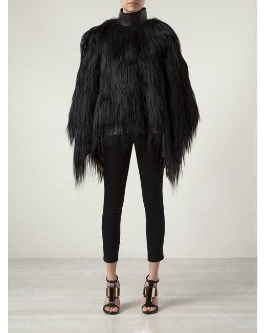 Givenchy Goat Fur Coat in Black | Lyst