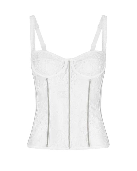 Dolce And Gabbana Lace Lingerie Bustier With Straps In White Lyst